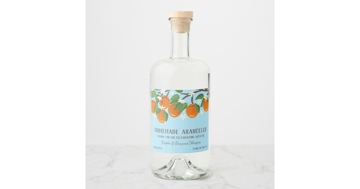 Charming Orange Branch Arancello Thank You Liquor Bottle Label | Zazzle