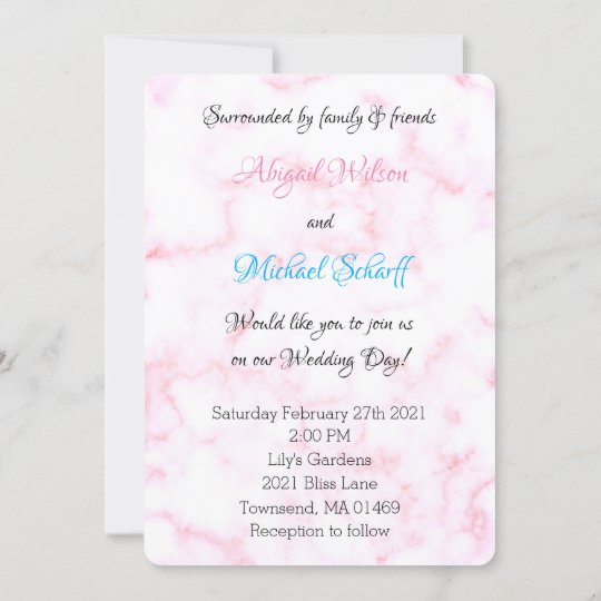 Charming Pale Pink & White Marble Wedding Invitation | Zazzle.com