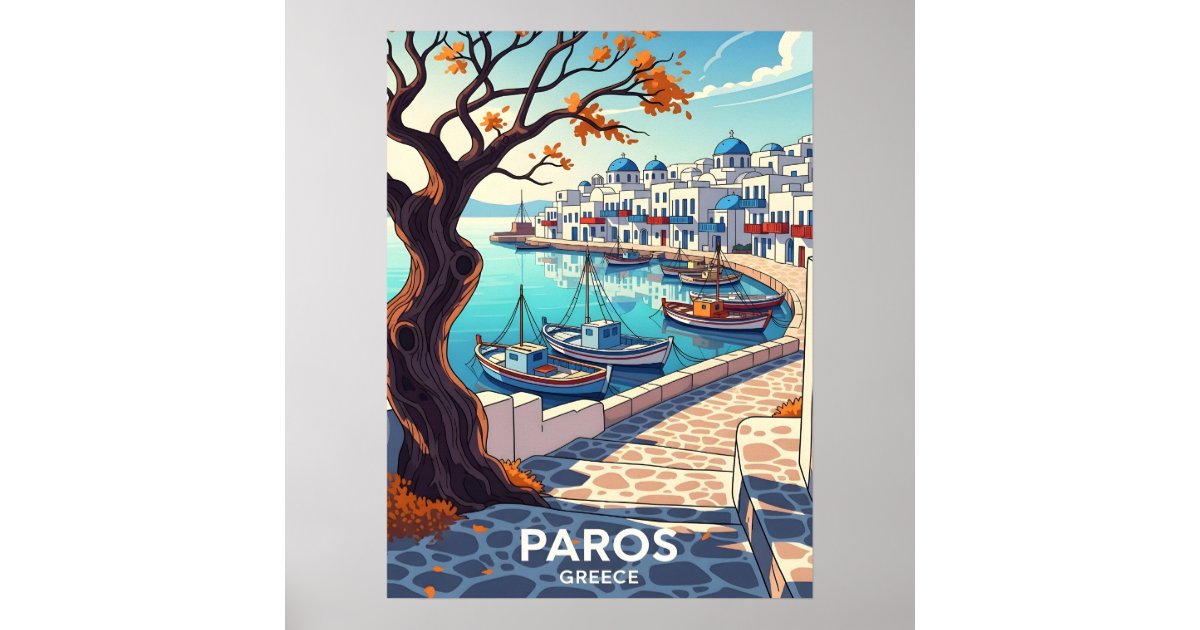 Charming Paros Greece harbor scene Poster | Zazzle
