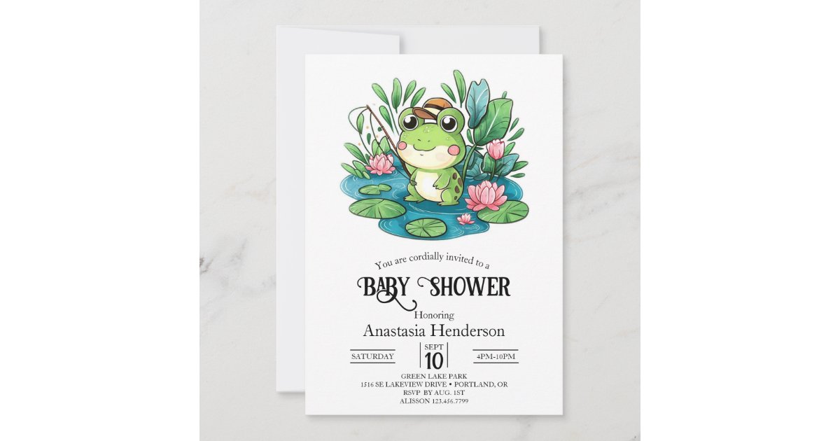 Charming Pastel Frog Baby Shower Invitation | Zazzle