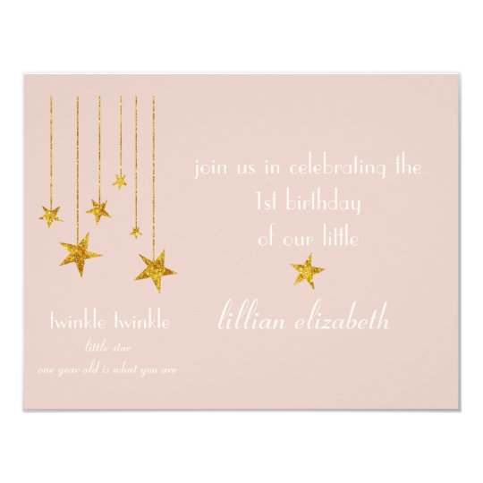 Charming Pink & Gold Twinkle Twinkle Invitation | Zazzle.com