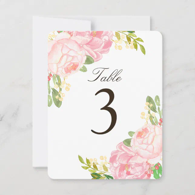 Charming Pink Peony Table Number Cards | Zazzle