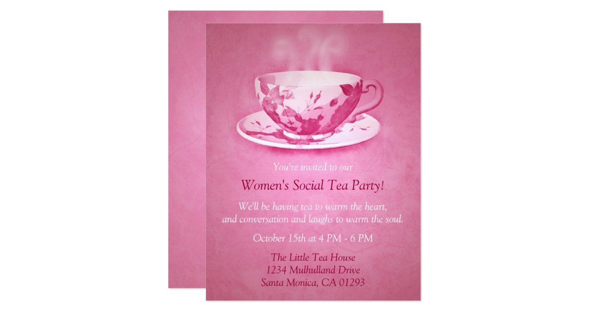 Charming Pink Tea Party Invitation | Zazzle.com