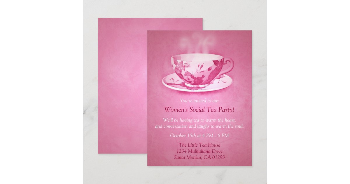 Charming Pink Tea Party Invitation | Zazzle