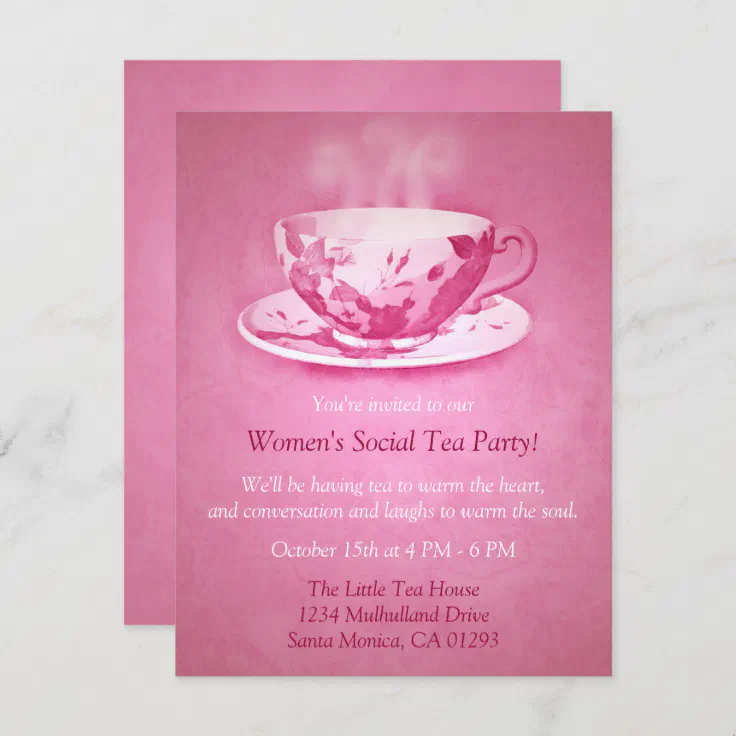 Charming Pink Tea Party Invitation | Zazzle