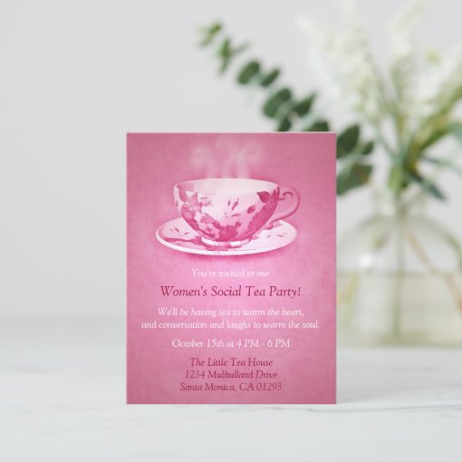 Charming Pink Tea Party Invitation | Zazzle