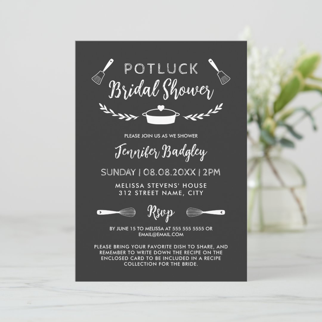 Charming Pot & Tools Potluck Bridal Shower Invitat Invitation | Zazzle