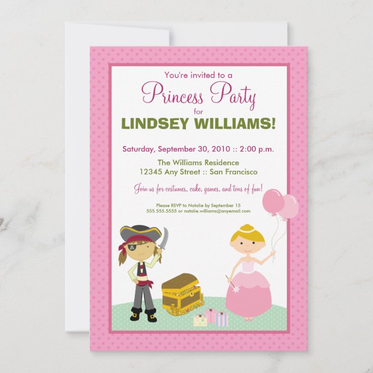 Charming Princess & Pirate Party Invitation | Zazzle