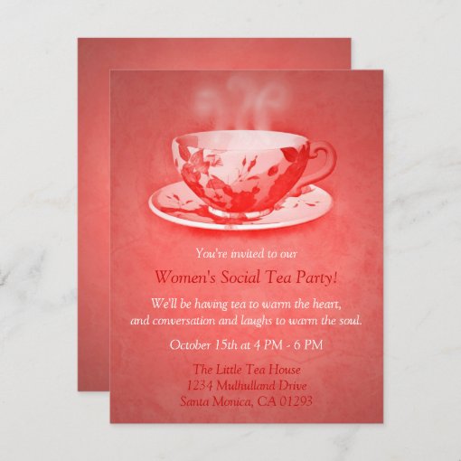 Charming Red Tea Party Invitation | Zazzle