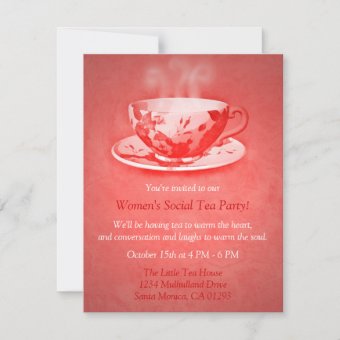 Charming Red Tea Party Invitation | Zazzle