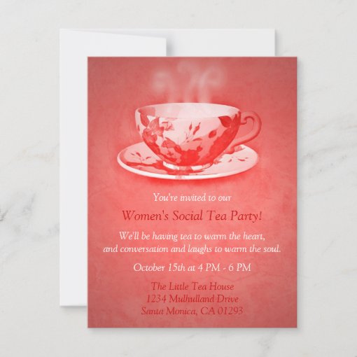 Charming Red Tea Party Invitation | Zazzle