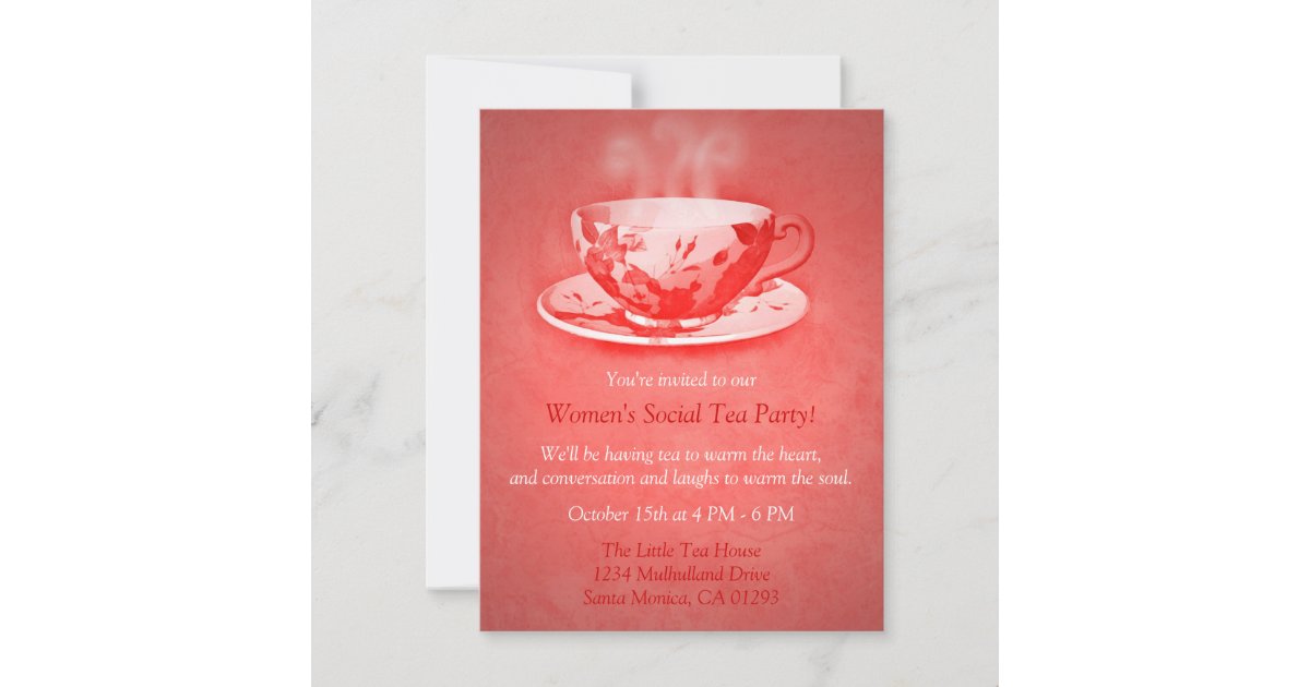 Charming Red Tea Party Invitation | Zazzle
