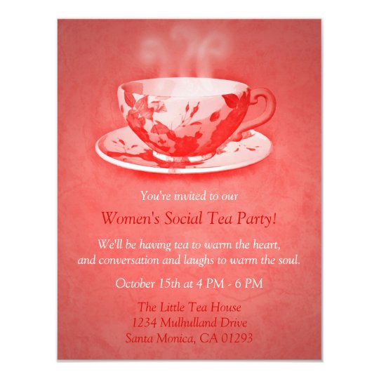 Charming Red Tea Party Invitation | Zazzle.com