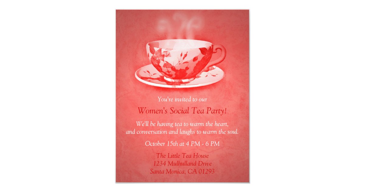 Charming Red Tea Party Invitation | Zazzle.com