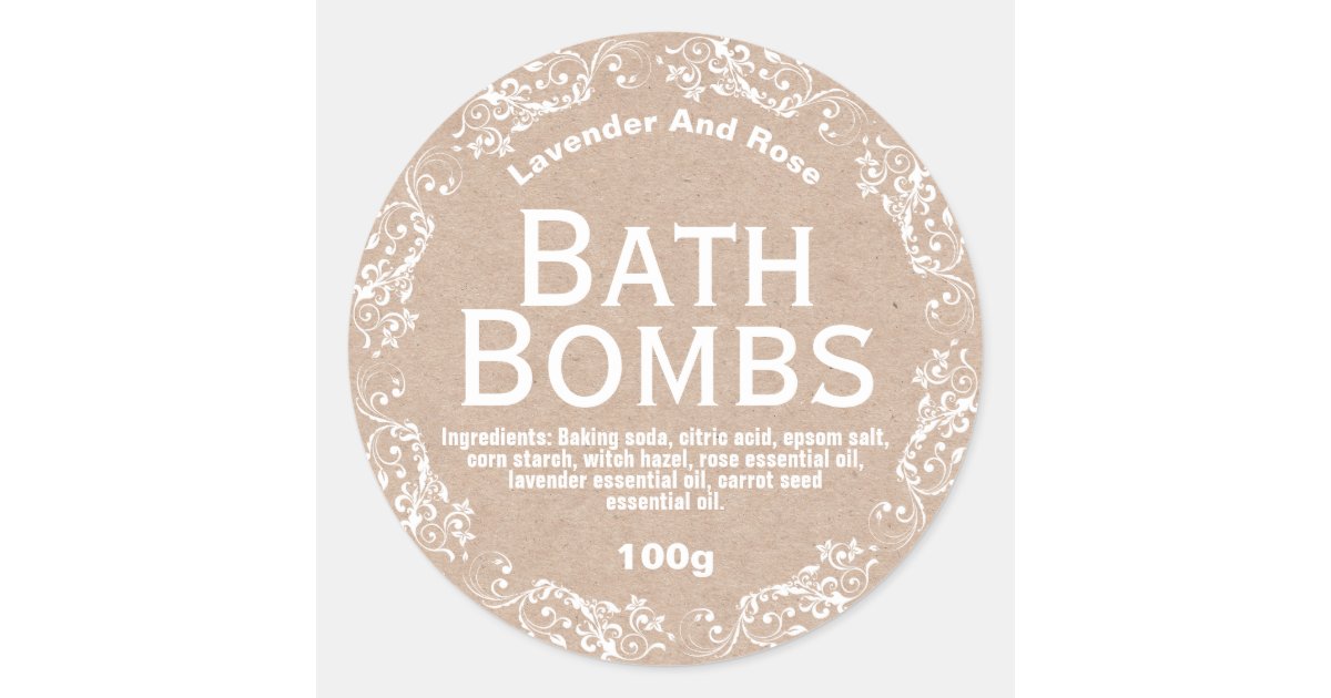 Charming Rustic Kraft & Lace Bath Bomb Soak Labels | Zazzle