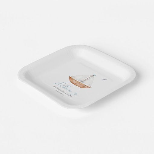 Charming Rustic Sailboat Birthday Paper Plates | Zazzle