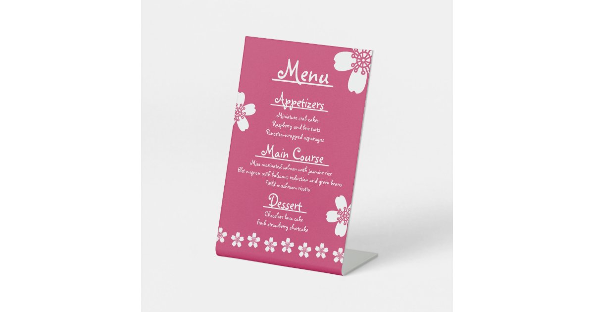 Charming Sakura in Raspberry Pedestal Sign | Zazzle