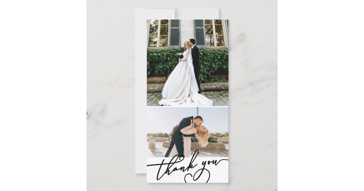Charming Script Thank You 2 Wedding Photos | Zazzle