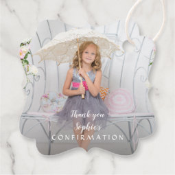 Charming Simple Girl Photo Confirmation Favor Tags | Zazzle