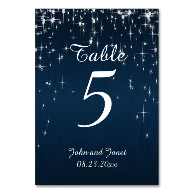 Charming Star Struck Wedding | Navy Blue Table Number | Zazzle