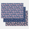 Charming Victorian-inspired Blue and Pink Floral Wrapping Paper Sheets ...