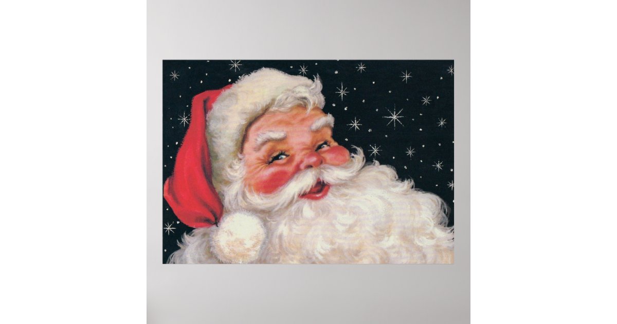 Charming Vintage Santa Claus Poster | Zazzle