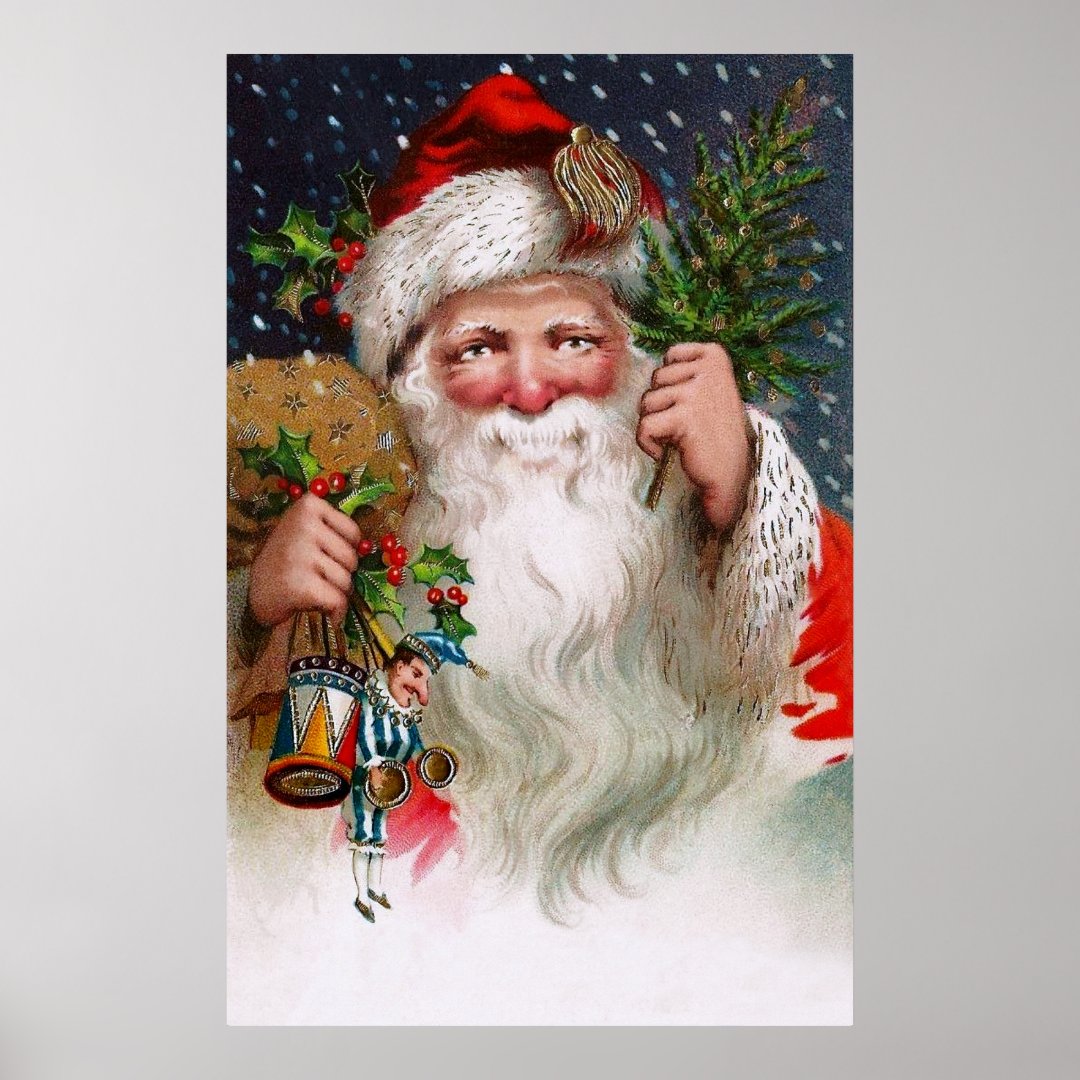 Charming Vintage Santa Claus Poster | Zazzle