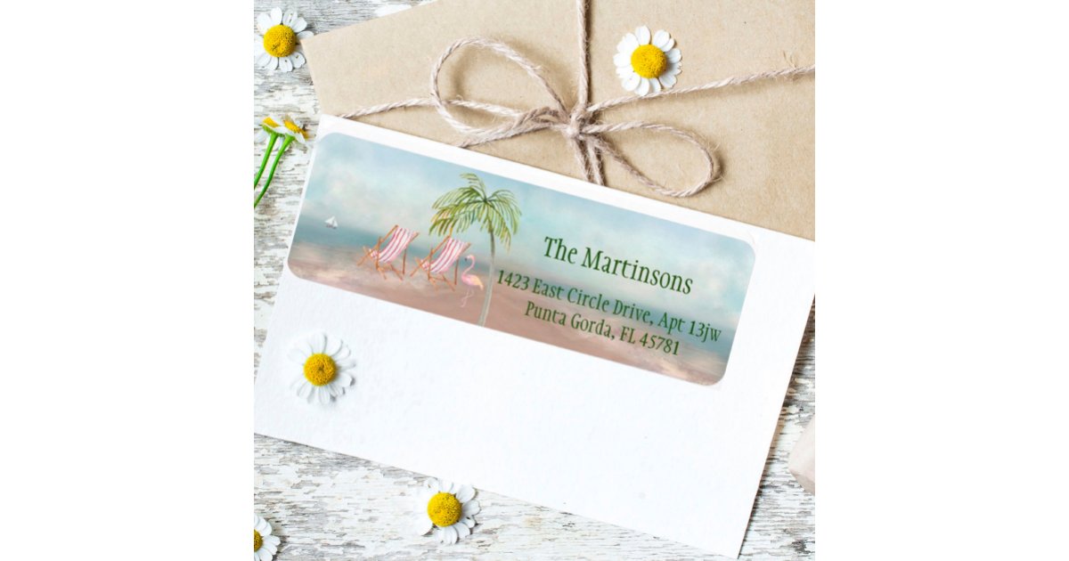 Charming Watercolor Beach Seascape Return Address Label | Zazzle