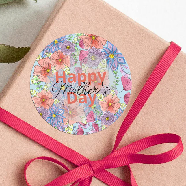 Charming Watercolor Floral Botanical Mother's Day Classic Round Sticker ...