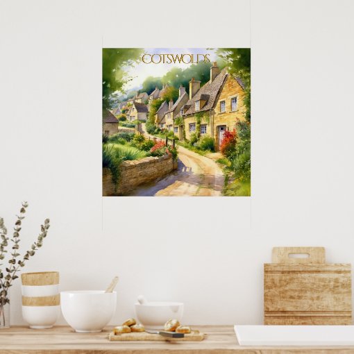 Charming Watercolor in the Cotswolds Travel Poster | Zazzle Charming Watercolor in the Cotswolds Travel Poster | Zazzle