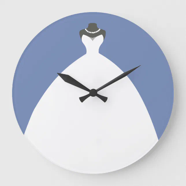 Charming Wedding Dress Large Clock | Zazzle