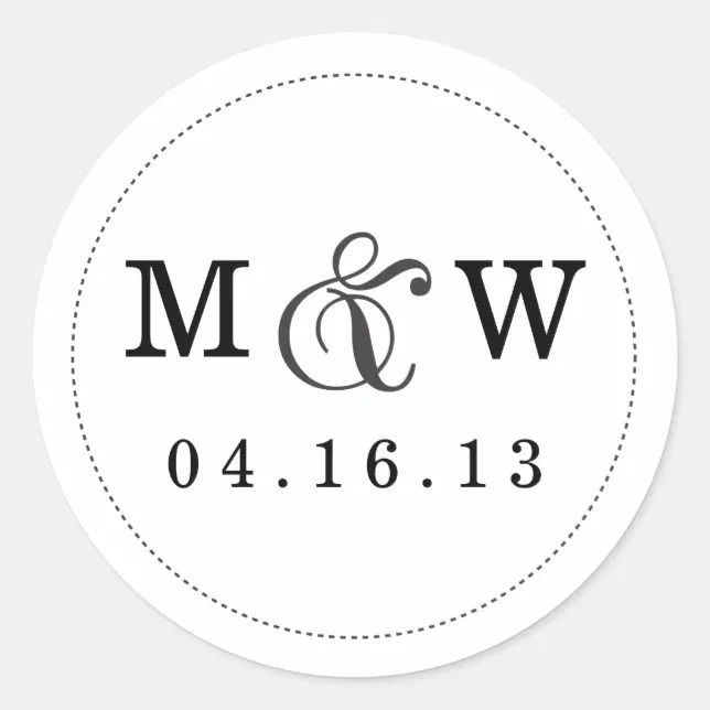 Charming Wedding Monogram Sticker - White | Zazzle
