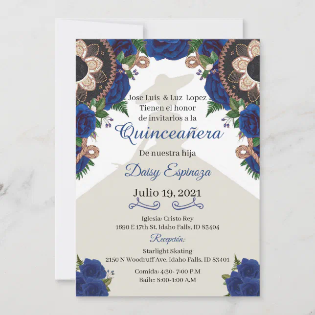 Charra Quinceanera Invitation, Royal blue Mariachi Invitation | Zazzle