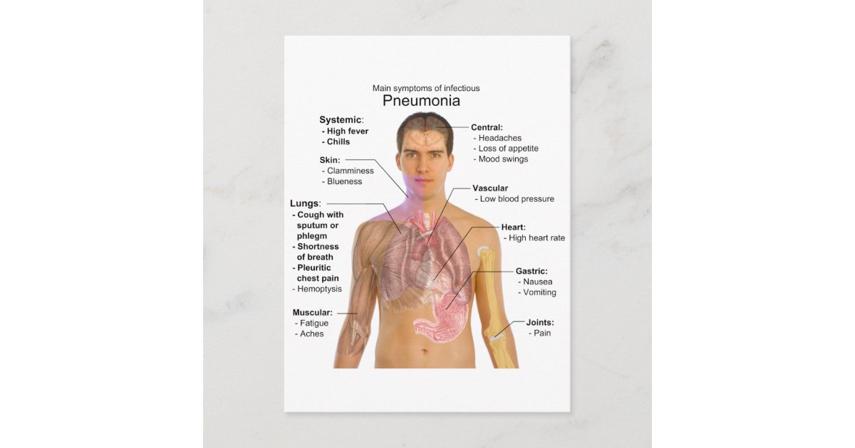 Chart of the Symptoms of Pneumonia Postcard | Zazzle