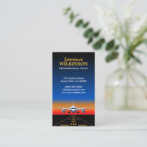 Charter Flights Professional Pilot Business Cards | Zazzle