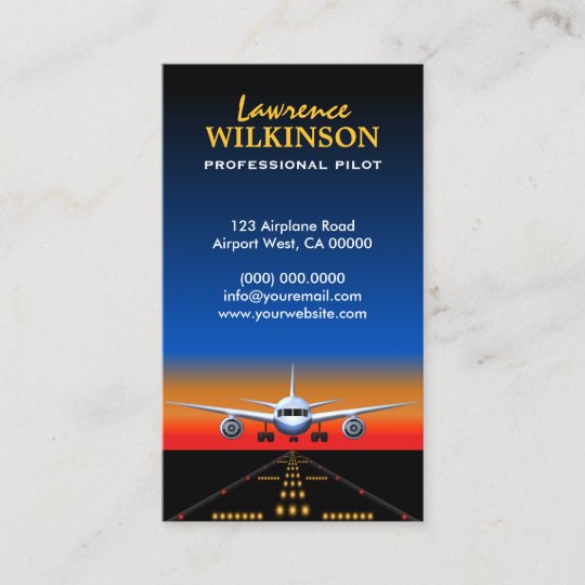 Charter Flights Professional Pilot Business Cards | Zazzle.com