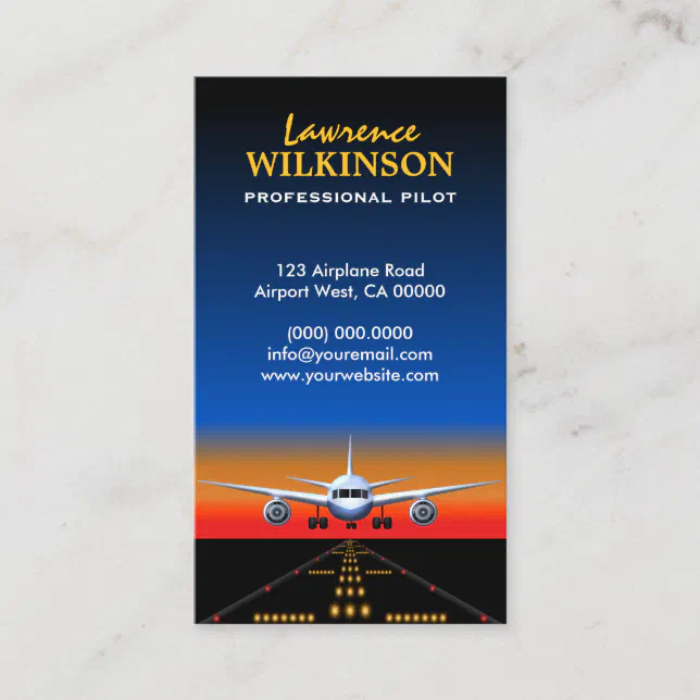 Charter Flights Professional Pilot Business Cards | Zazzle