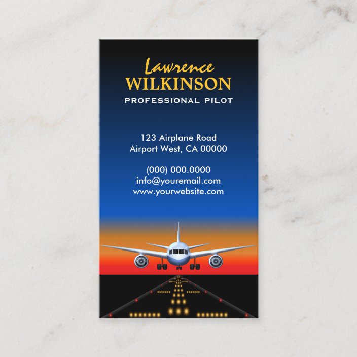 Charter Flights Professional Pilot Business Cards | Zazzle
