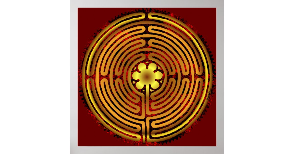 Chartres Labyrinth Fire Flame Print | Zazzle