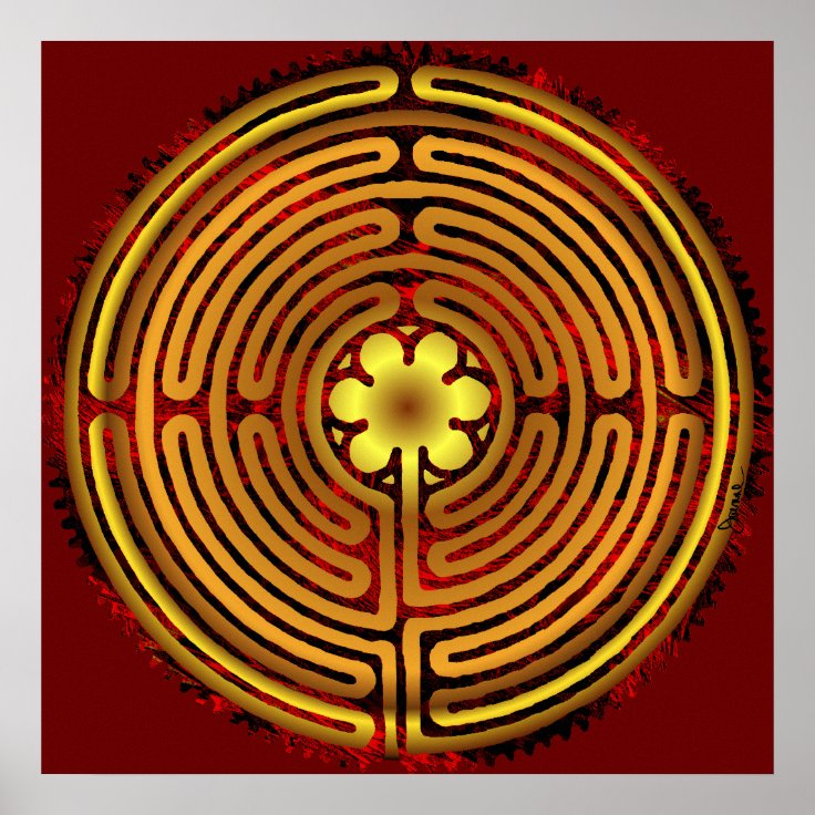 Chartres Labyrinth Fire Flame Print | Zazzle
