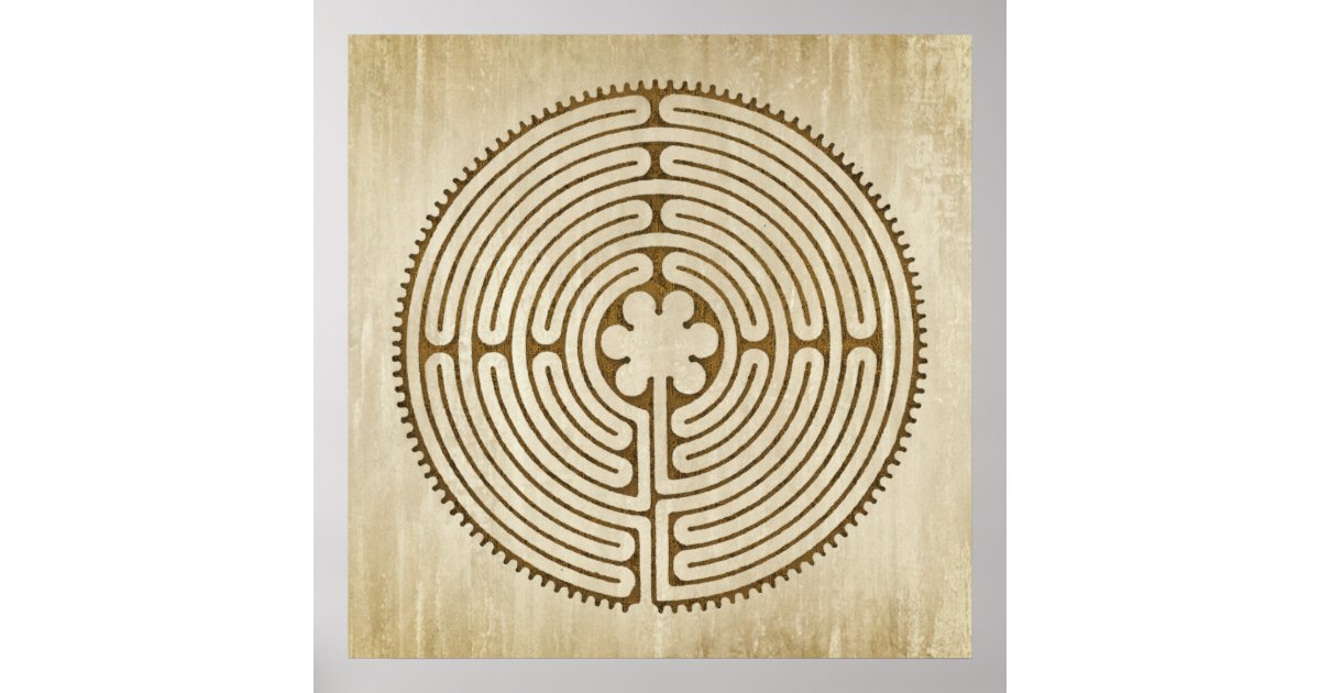 Chartres Labyrinth - Spiritual Symbol Antique 1 Poster | Zazzle