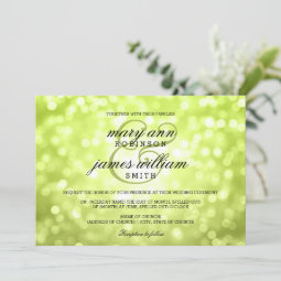 Chartreuse Bokeh Lights Elegant Wedding Invitation | Zazzle