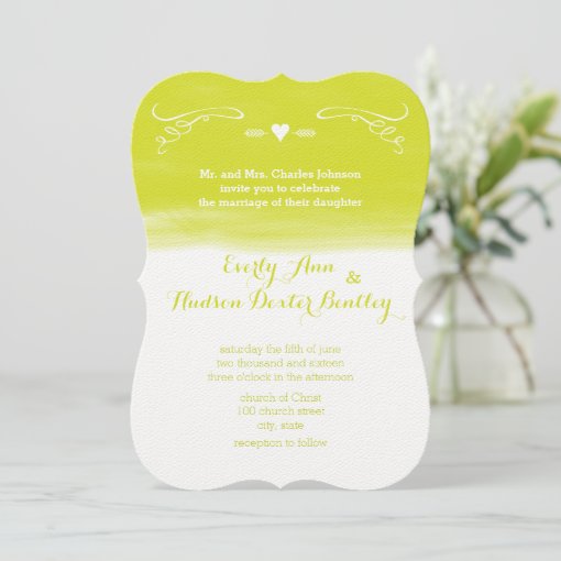 Chartreuse Chalkboard Elements Die Cut Wedding Invitation | Zazzle