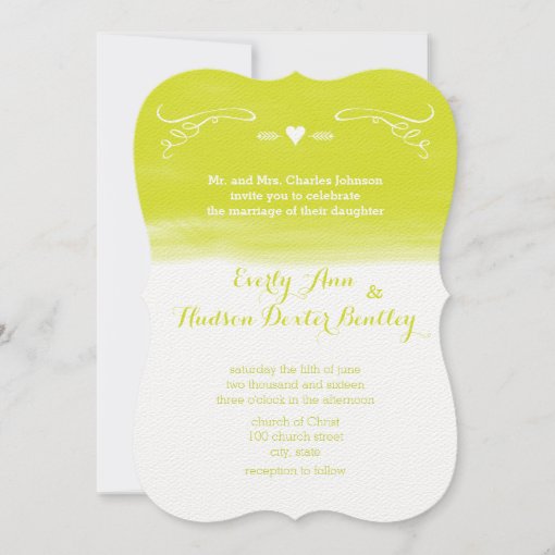 Chartreuse Chalkboard Elements Die Cut Wedding Invitation | Zazzle