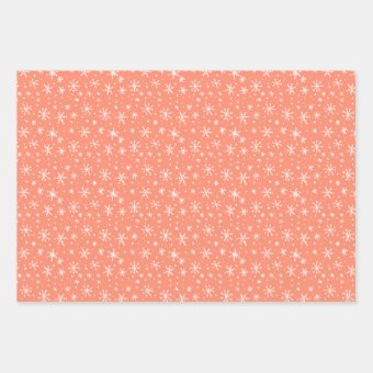 Chartreuse, Gold, and Coral Snowflake Holiday Wrapping Paper Sheets ...