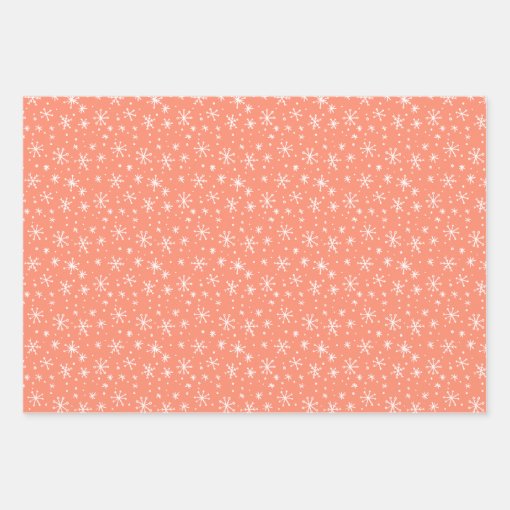 Chartreuse, Gold, and Coral Snowflake Holiday Wrapping Paper Sheets ...