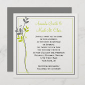 Chartreuse Gray Floral Swirls Wedding Invitation | Zazzle