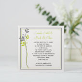 Chartreuse Gray Floral Swirls Wedding Invitation | Zazzle