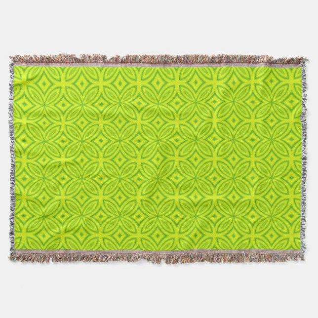 Chartreuse green retro abstract geometric pattern throw blanket | Zazzle