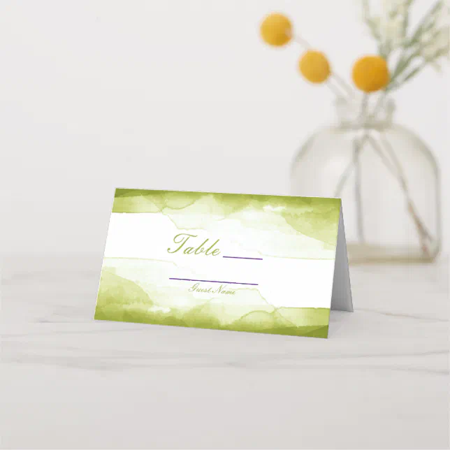 Chartreuse Green Watercolor Table Number Seating Place Card | Zazzle